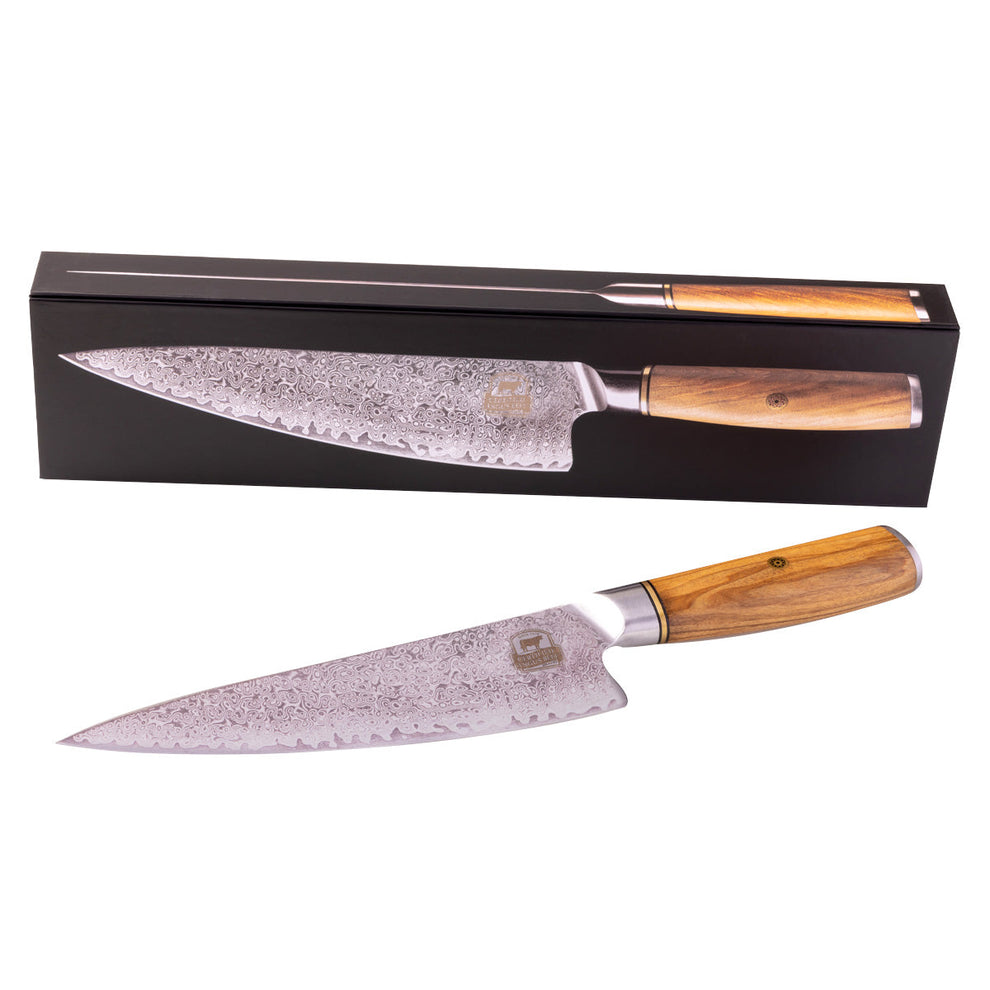 Fossil Damascus Chef Knife – Certified Angus Beef
